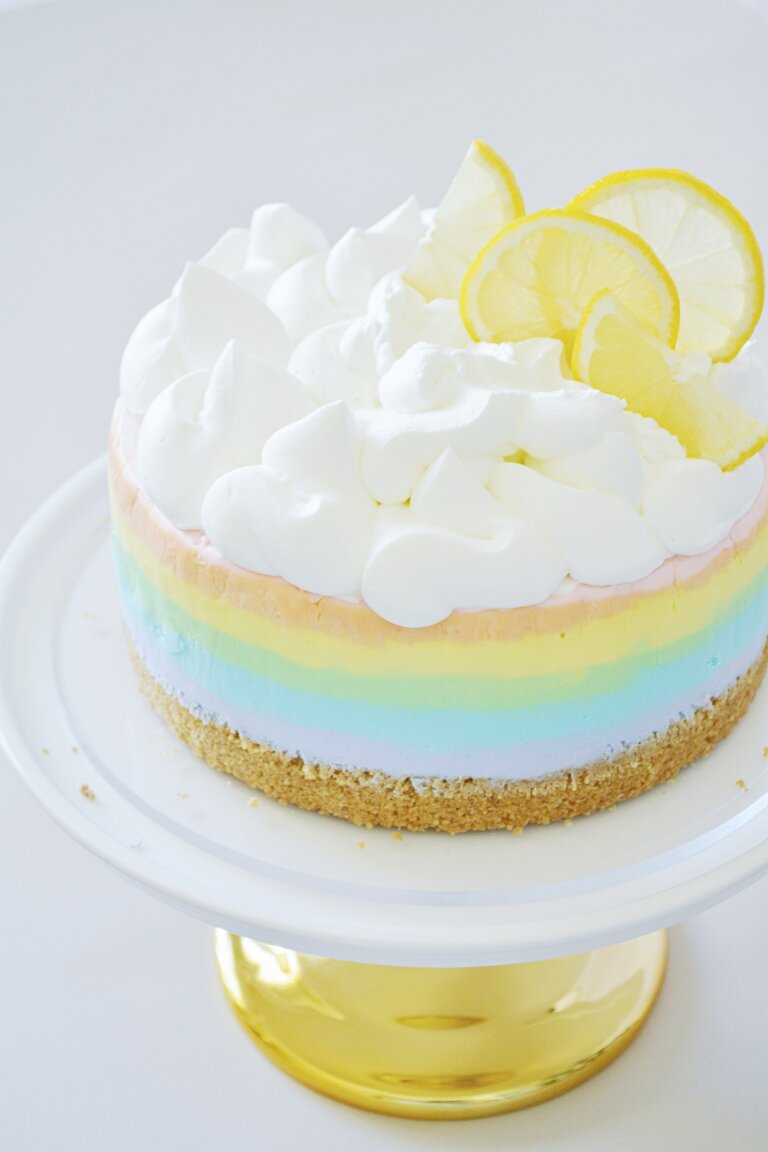 Rainbow Cheesecake (No Bake) - Curly Girl Kitchen