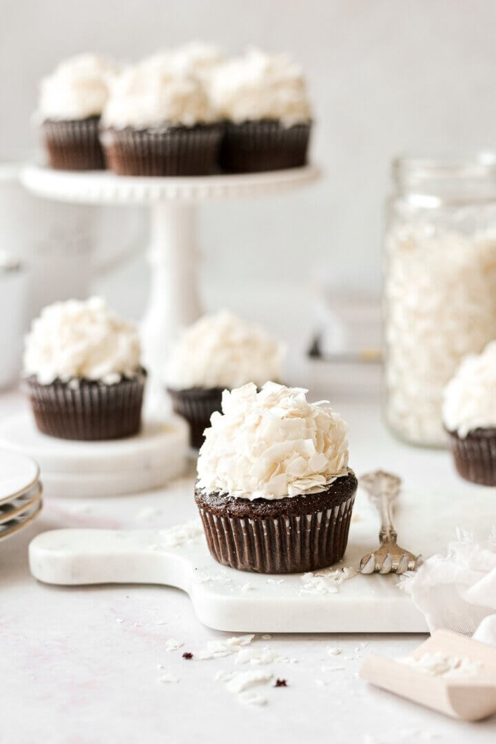 High Altitude Chocolate Coconut Cupcakes with Coconut Custard Filling ...