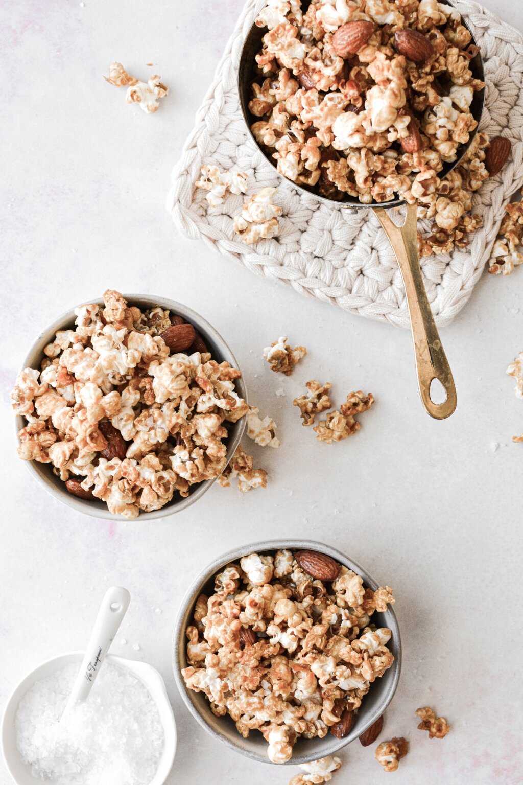 Homemade Crunchy Caramel Popcorn with Almonds - Curly Girl Kitchen
