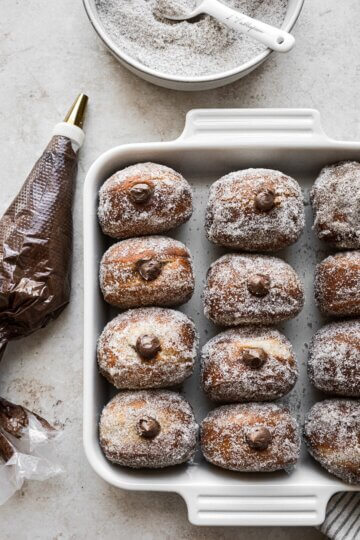 Chocolate Cream Filled Doughnuts with Espresso Sugar - Curly Girl Kitchen