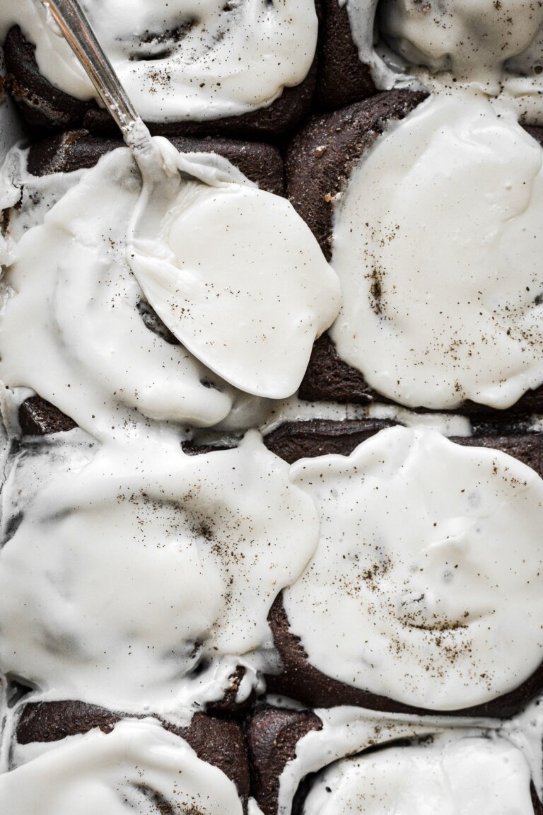 High Altitude Chocolate Cinnamon Rolls with Vanilla Icing - Curly Girl ...