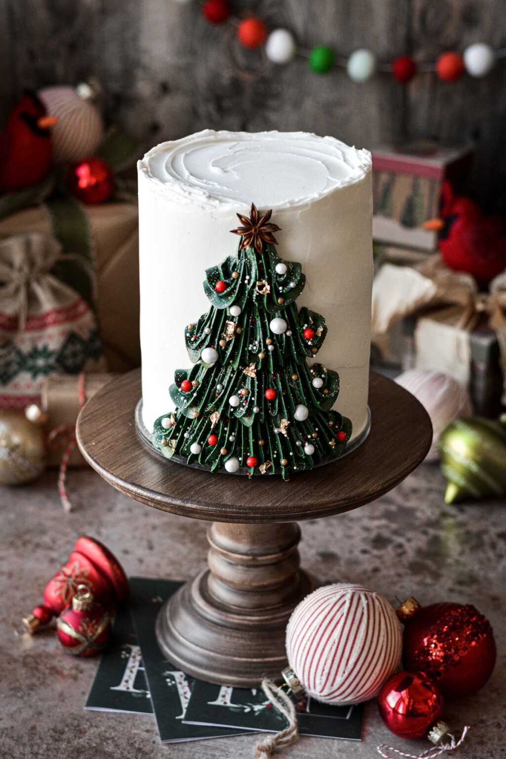 Buttercream Christmas Tree Cake Tutorial - Curly Girl Kitchen