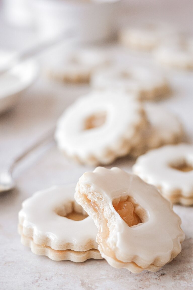 Iced Lemon Curd Linzer Cookies - Curly Girl Kitchen