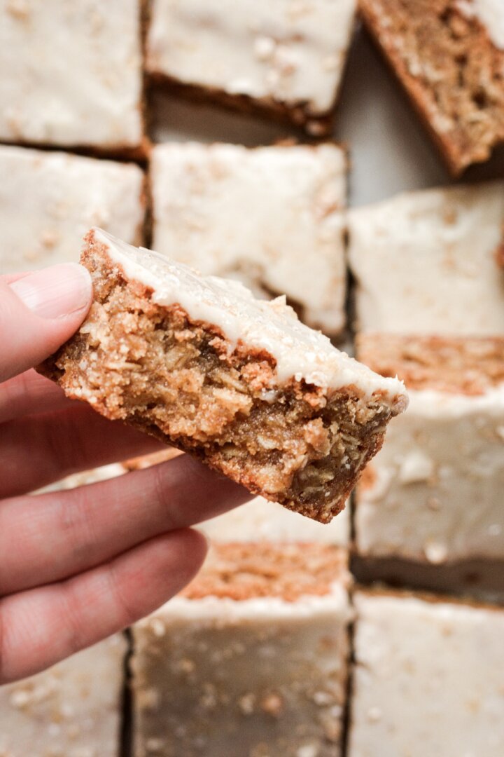 High Altitude Oatmeal Cream Pie Cookie Bars - Curly Girl Kitchen