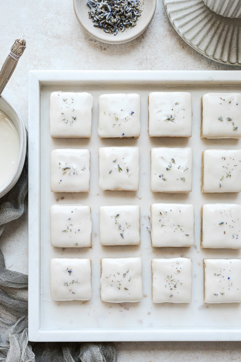 Iced Lemon Lavender Shortbread Cookies - Curly Girl Kitchen