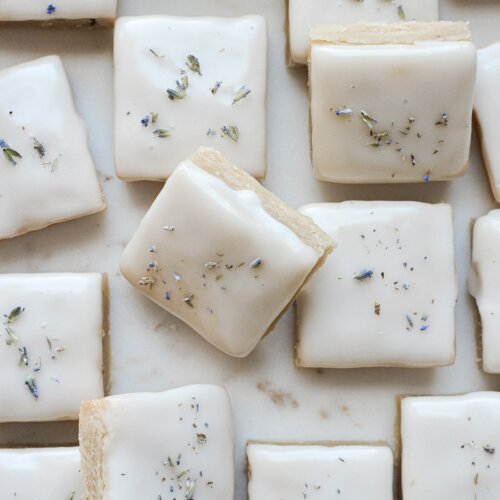 Iced Lemon Lavender Shortbread Cookies - Curly Girl Kitchen