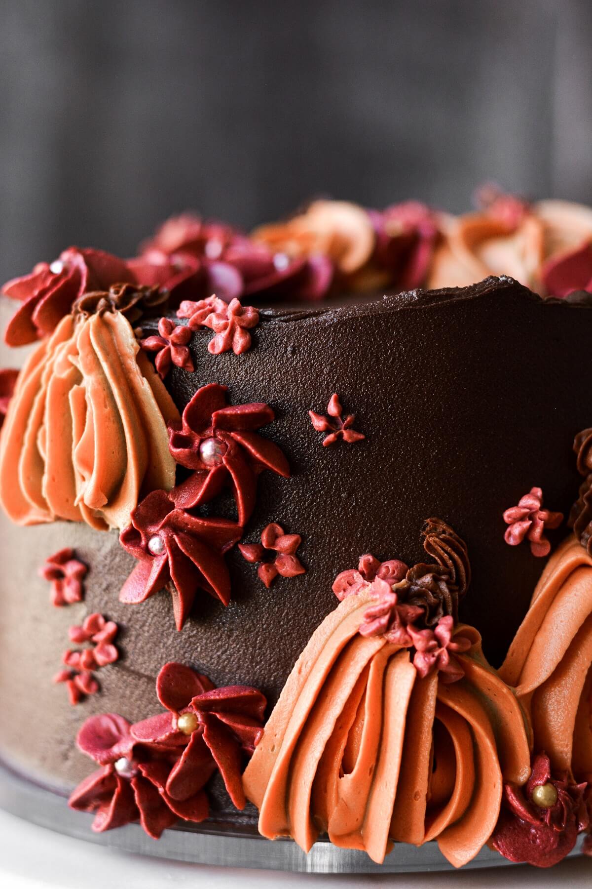 Autumn Cake with Buttercream Pumpkins and Flowers - Curly Girl Kitchen