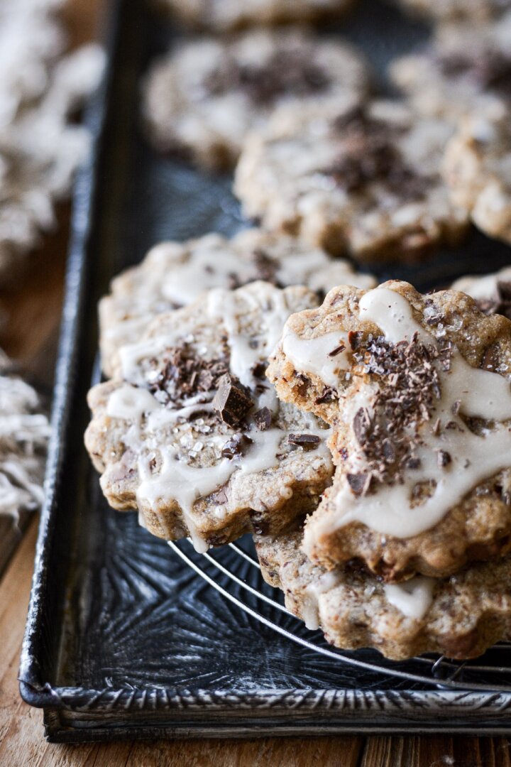 Coffee Chocolate Chunk Shortbread Cookies - Curly Girl Kitchen