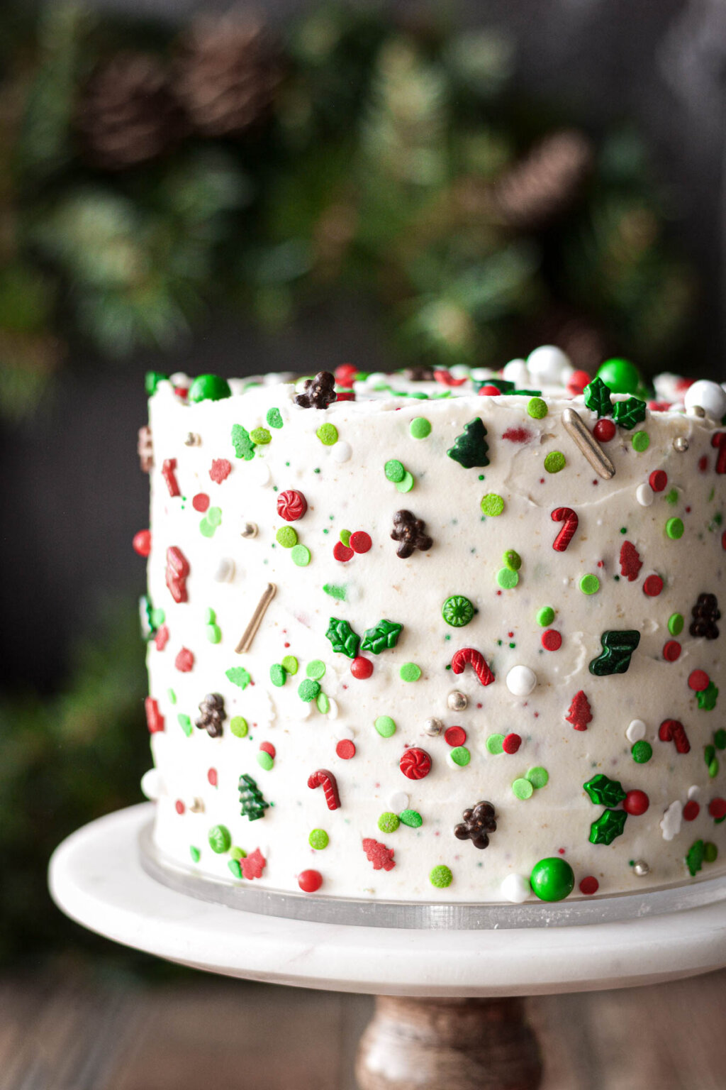 High Altitude Cardamom Orange Christmas Sprinkle Cake - Curly Girl Kitchen