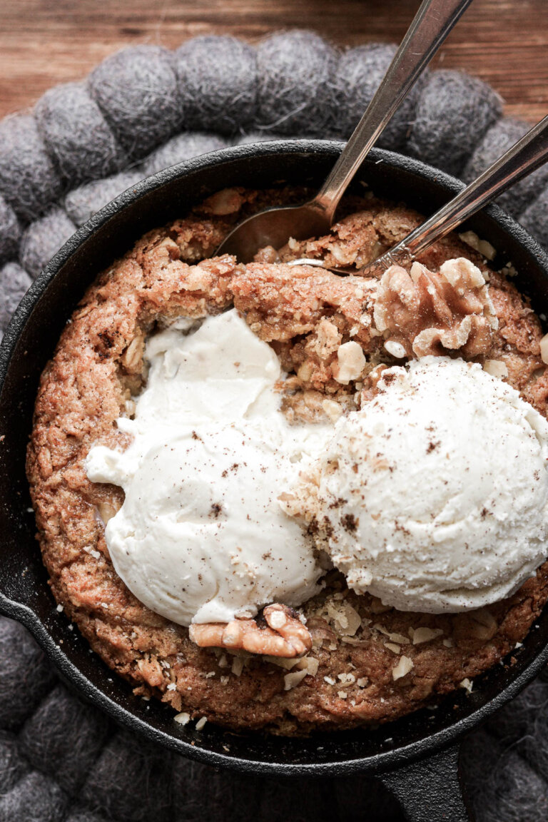 High Altitude Mini Oatmeal Skillet Cookie for Two - Curly Girl Kitchen