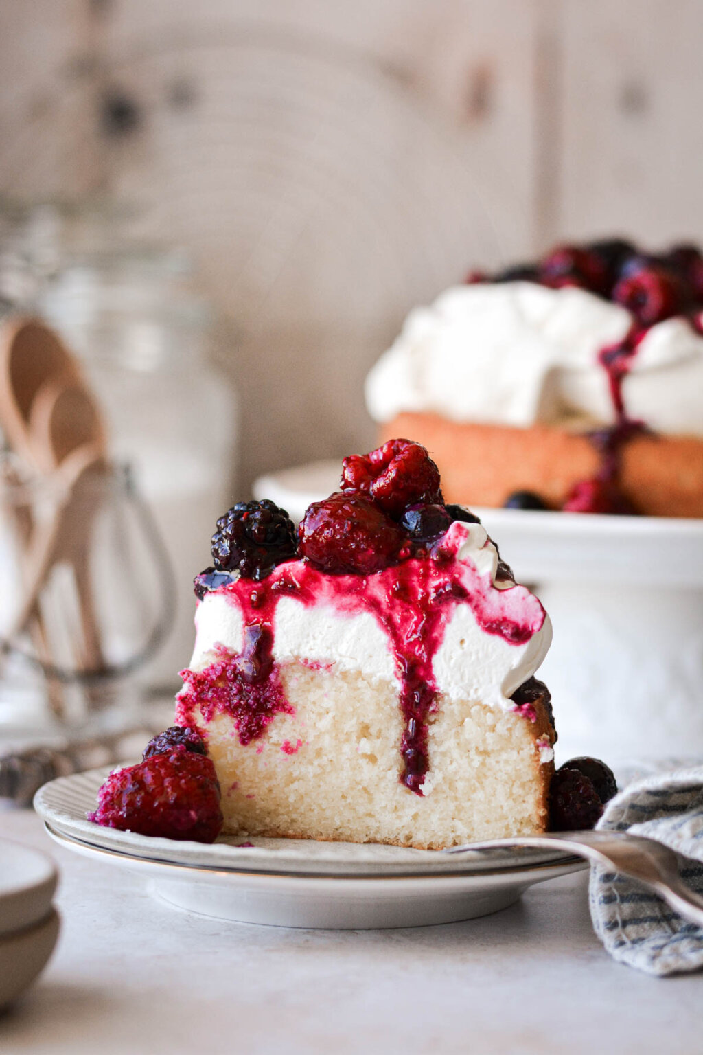 High Altitude One Layer Mixed Berry Shortcake Cake - Curly Girl Kitchen
