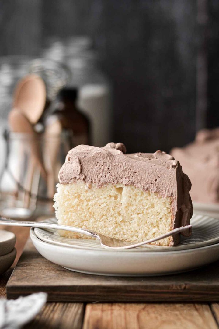 High Altitude Vanilla Cake with Chocolate Whipped Cream - Curly Girl ...