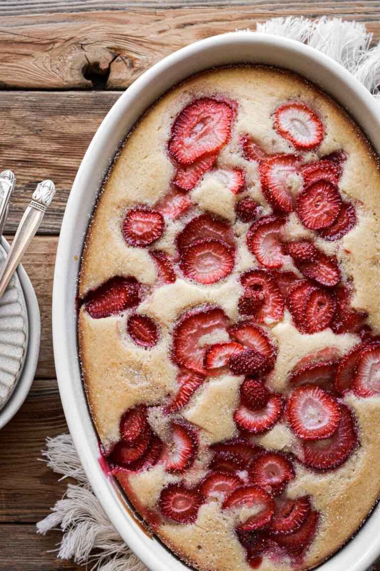 High Altitude Strawberry Spoon Cake - Curly Girl Kitchen