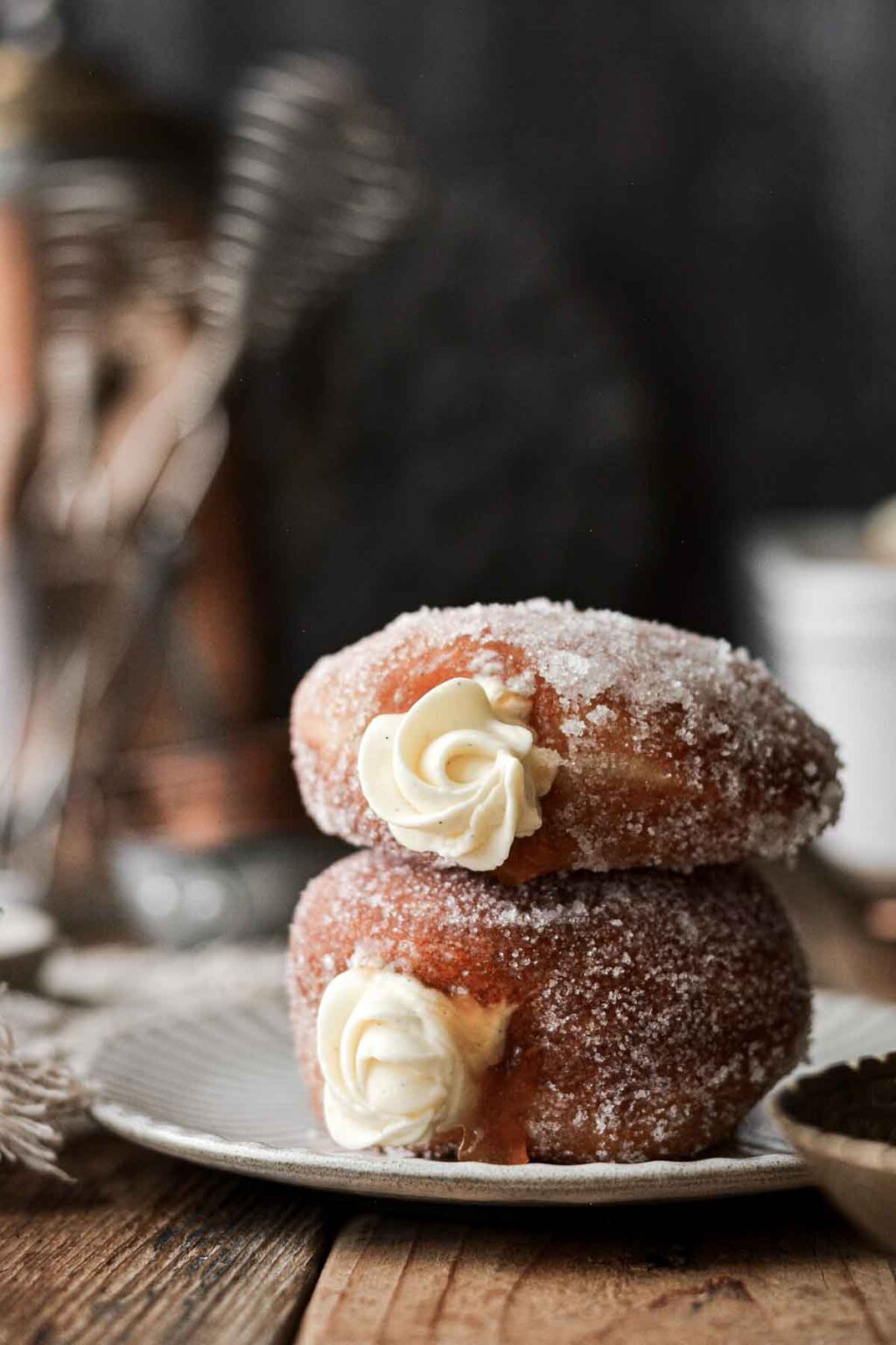 Bavarian Cream Doughnuts with Apricot Preserves - Curly Girl Kitchen