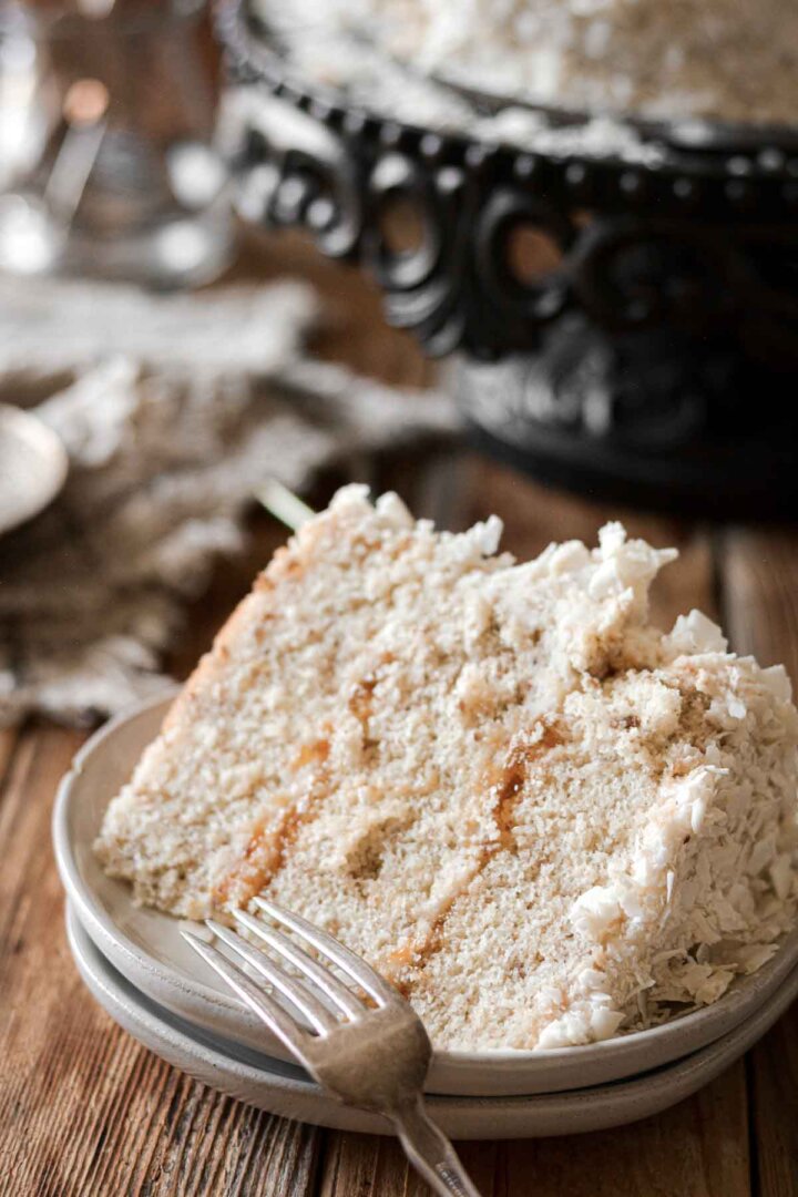 High Altitude Italian Cream Cake (Coconut Pecan Cake) - Curly Girl Kitchen