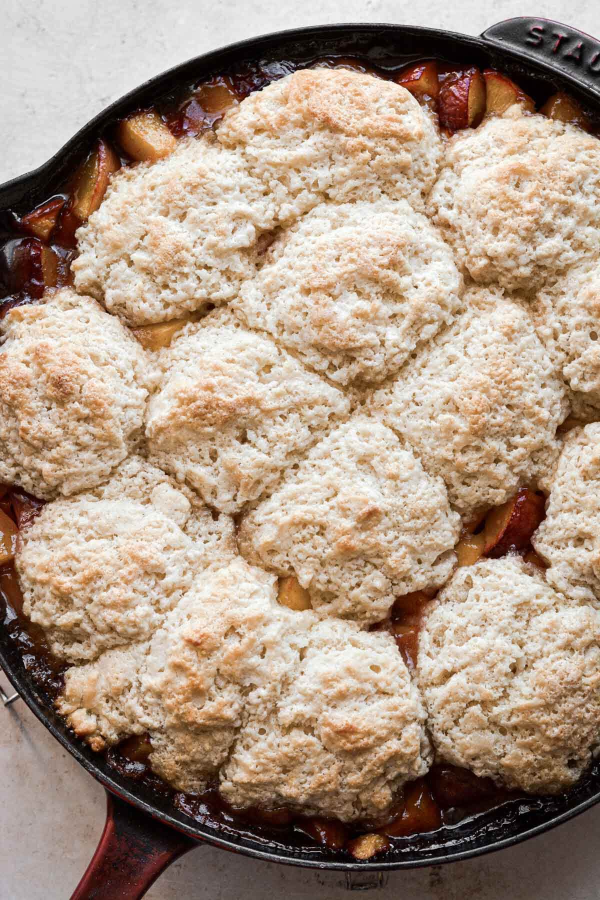 Skillet Peach Cobbler Shortcake - Curly Girl Kitchen