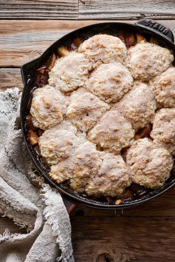 Skillet Peach Cobbler Shortcake - Curly Girl Kitchen