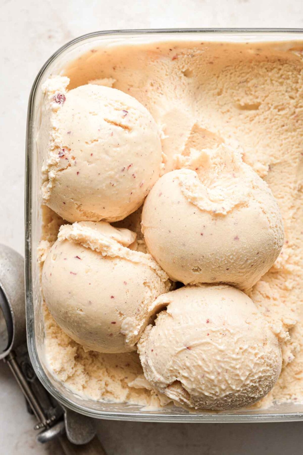 Homemade Spiced Peach Ice Cream (Frozen Custard) - Curly Girl Kitchen