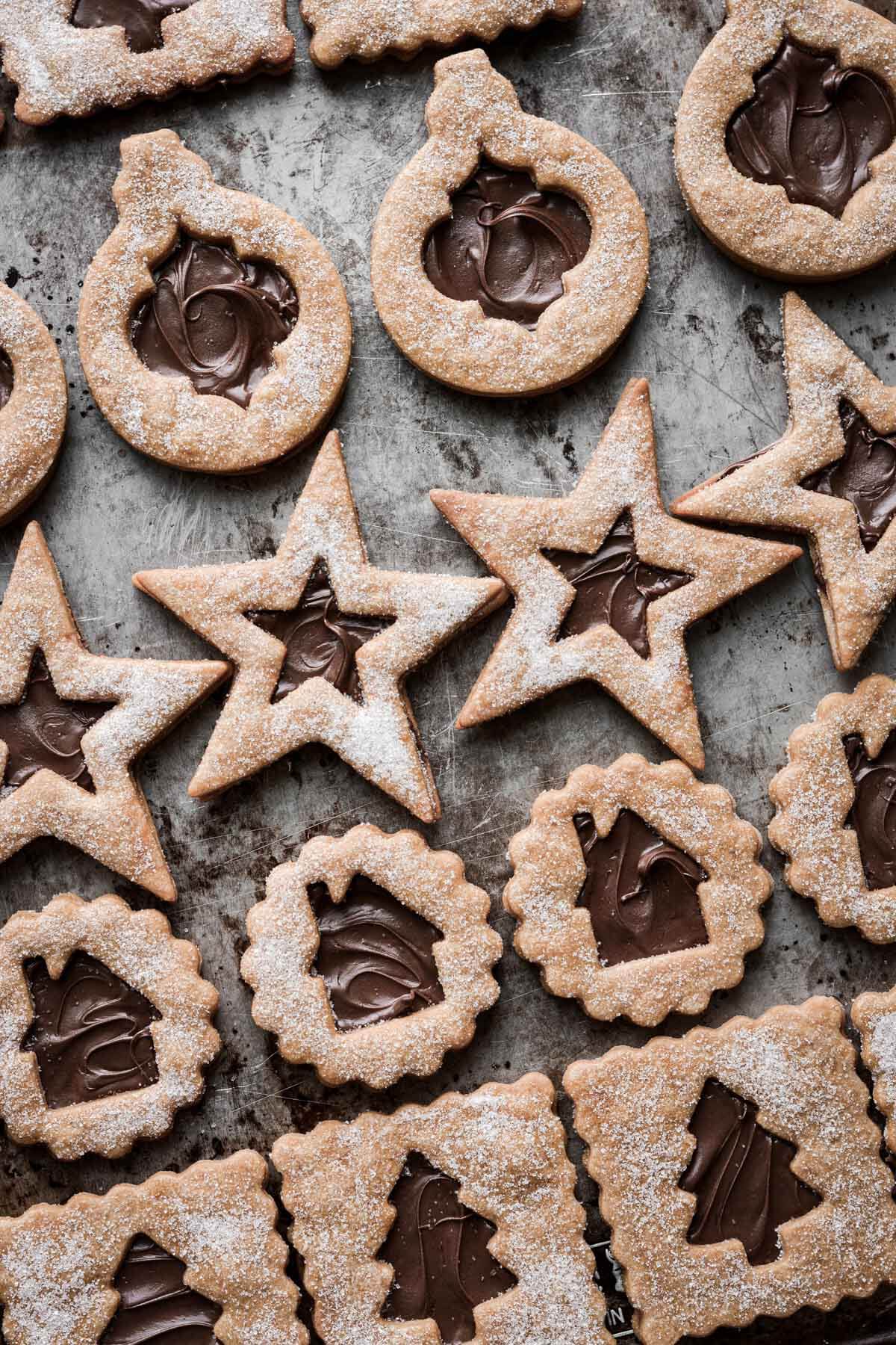 Chocolate Hazelnut Linzer Cookies - Curly Girl Kitchen