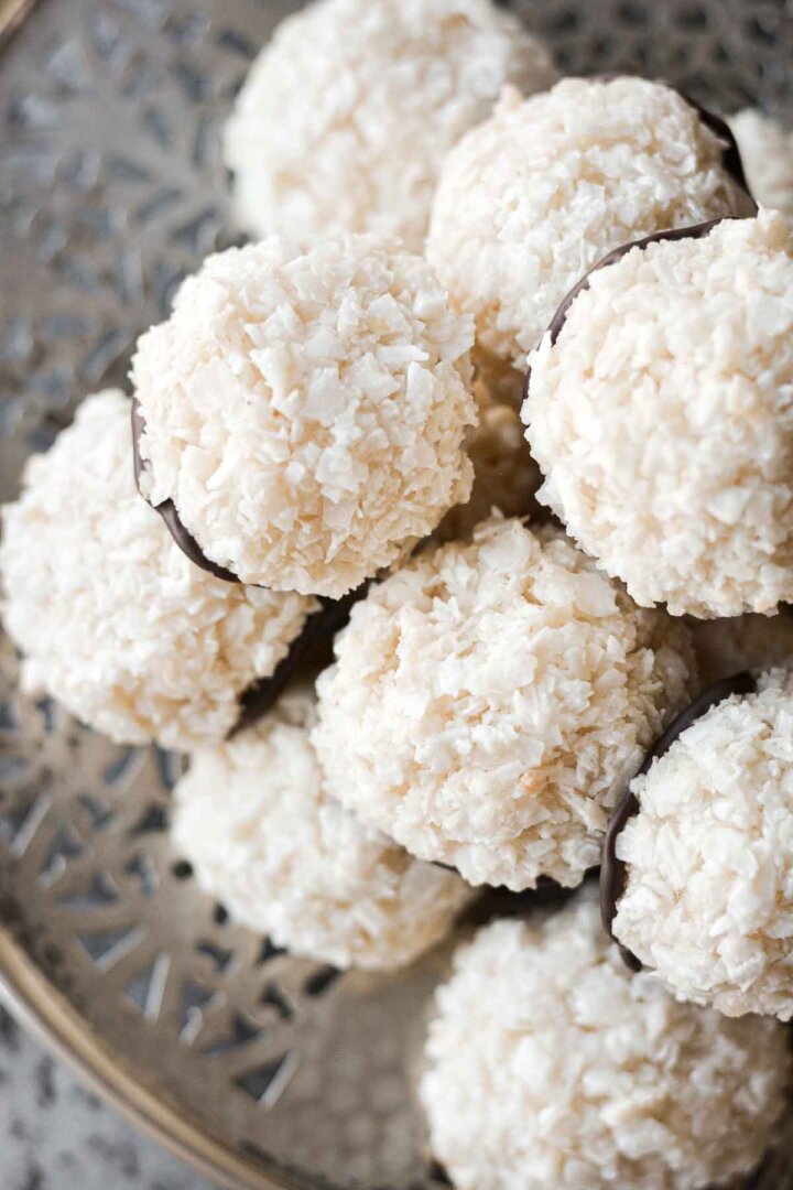 High Altitude Chocolate Dipped Coconut Macaroons (GF) - Curly Girl Kitchen
