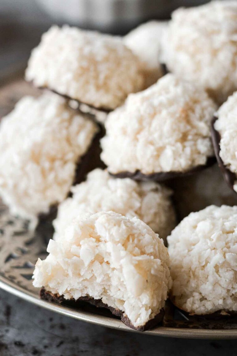 High Altitude Chocolate Dipped Coconut Macaroons (GF) - Curly Girl Kitchen
