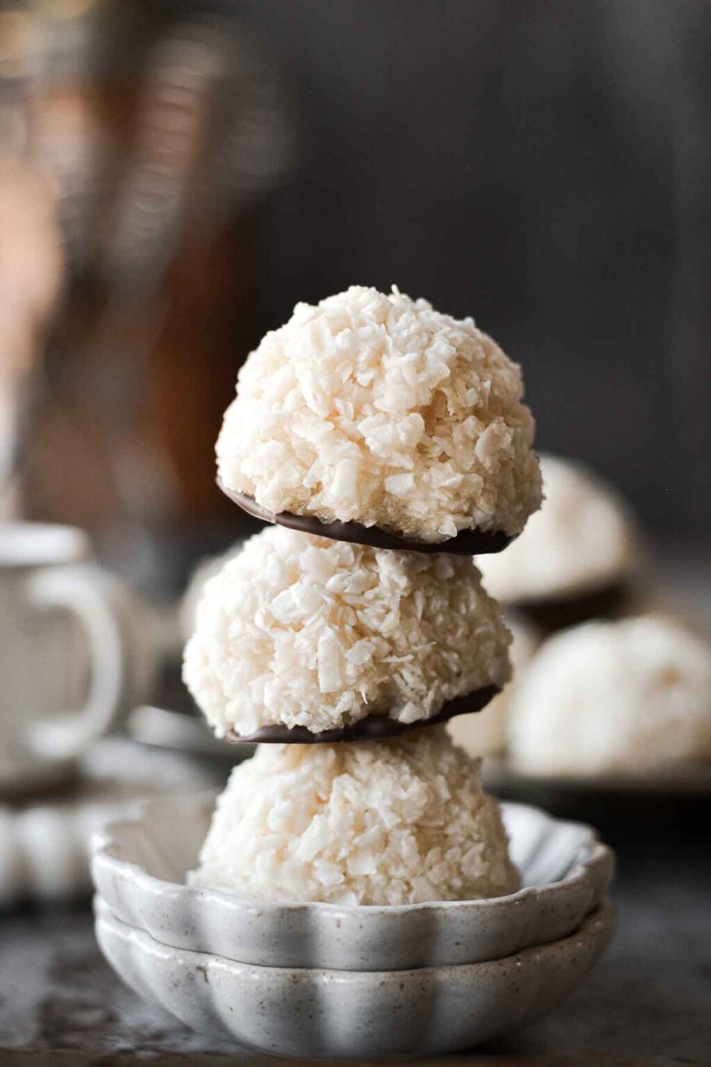 High Altitude Chocolate Dipped Coconut Macaroons (GF) - Curly Girl Kitchen