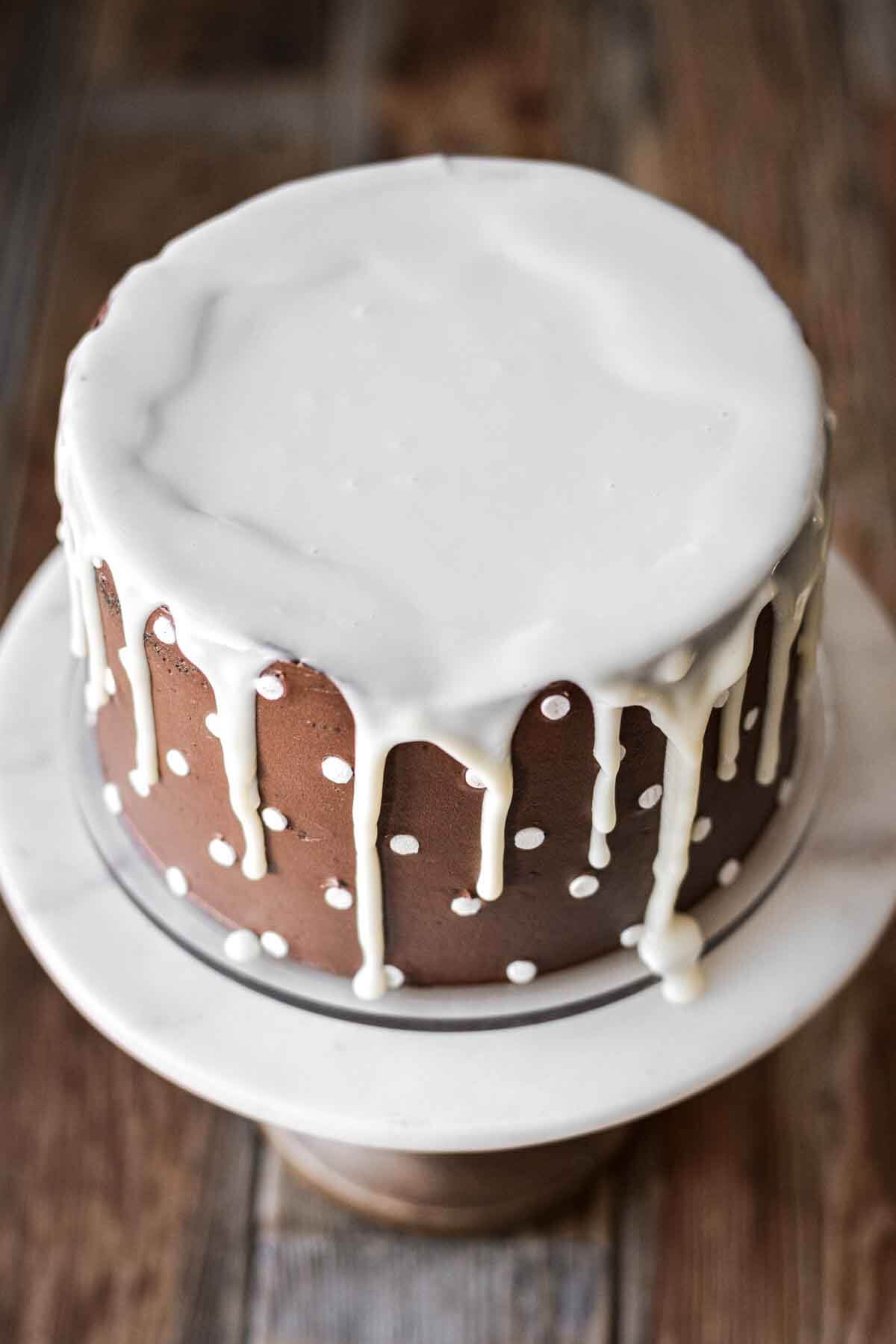 White Chocolate Ganache Drip Cake - Curly Girl Kitchen