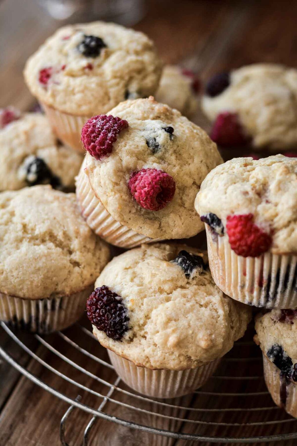 High Altitude Cardamom Orange Mixed Berry Muffins - Curly Girl Kitchen