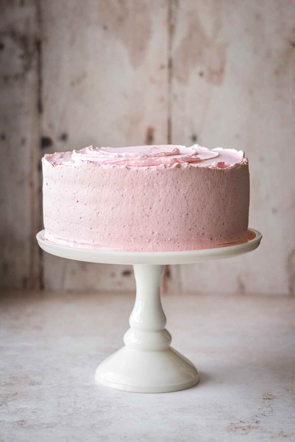 High Altitude Strawberry Bavarian Cream Cake - Curly Girl Kitchen