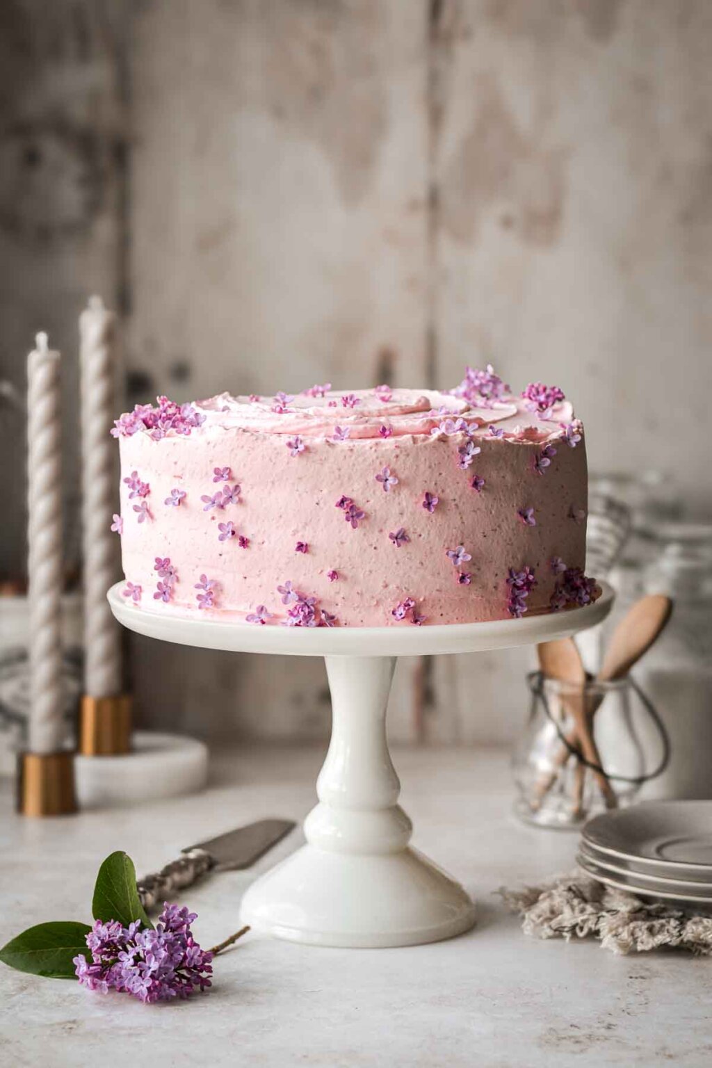 High Altitude Strawberry Bavarian Cream Cake - Curly Girl Kitchen