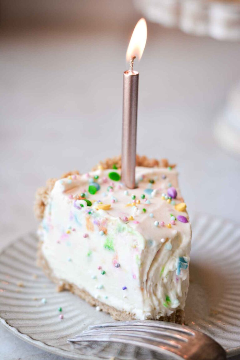 No Bake Birthday Sprinkle Cheesecake - Curly Girl Kitchen