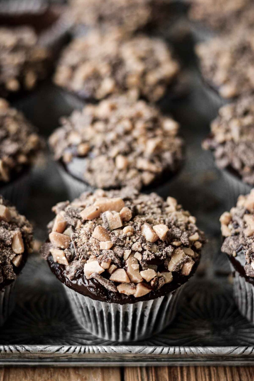 High Altitude Chocolate Toffee Crunch Cupcakes - Curly Girl Kitchen