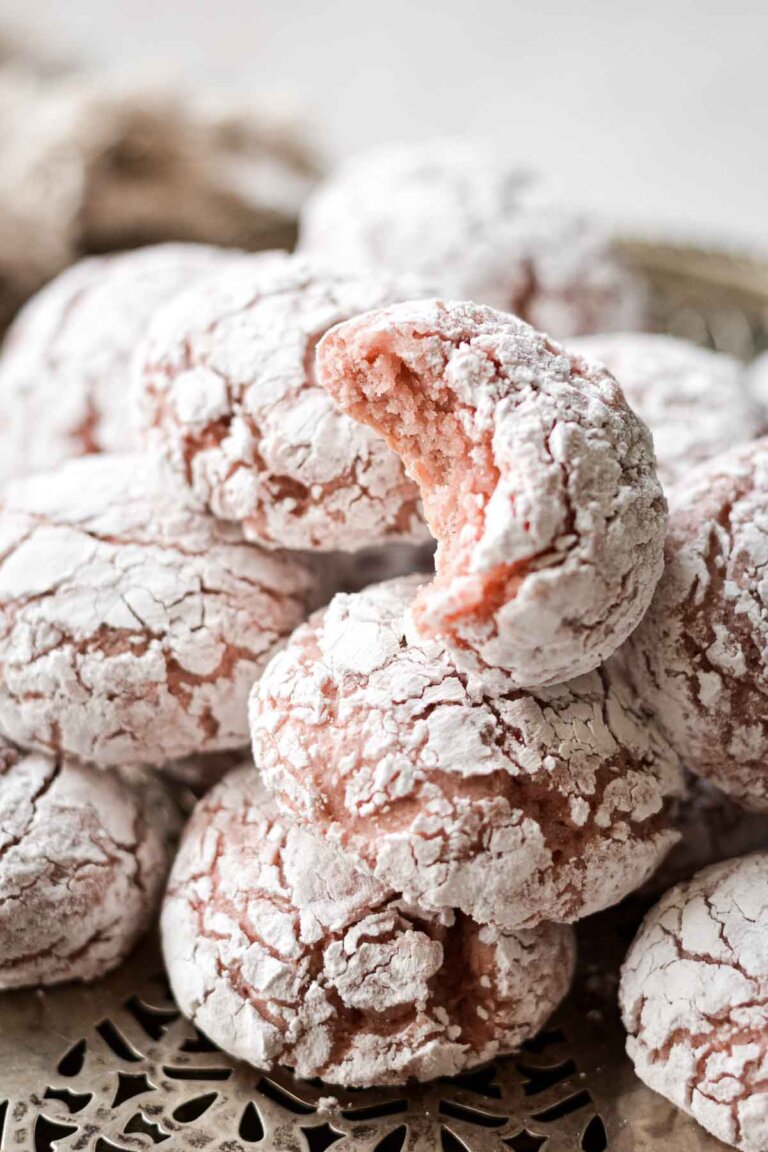 High Altitude Strawberry Crinkle Cookies - Curly Girl Kitchen