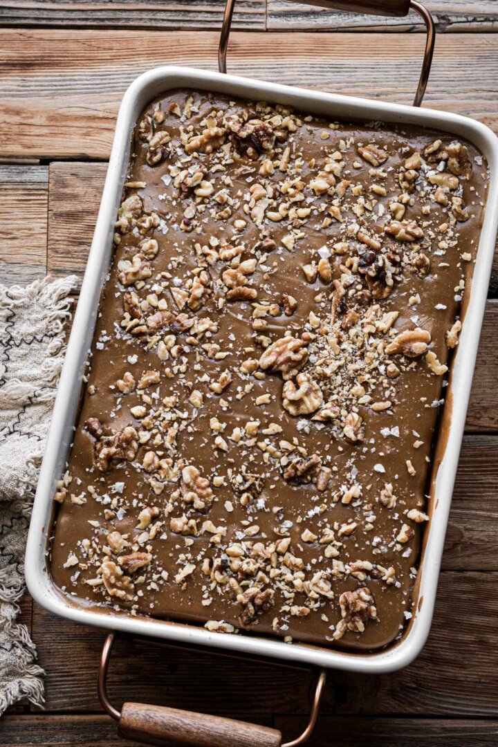 High Altitude Maple Penuche Sheet Cake - Curly Girl Kitchen