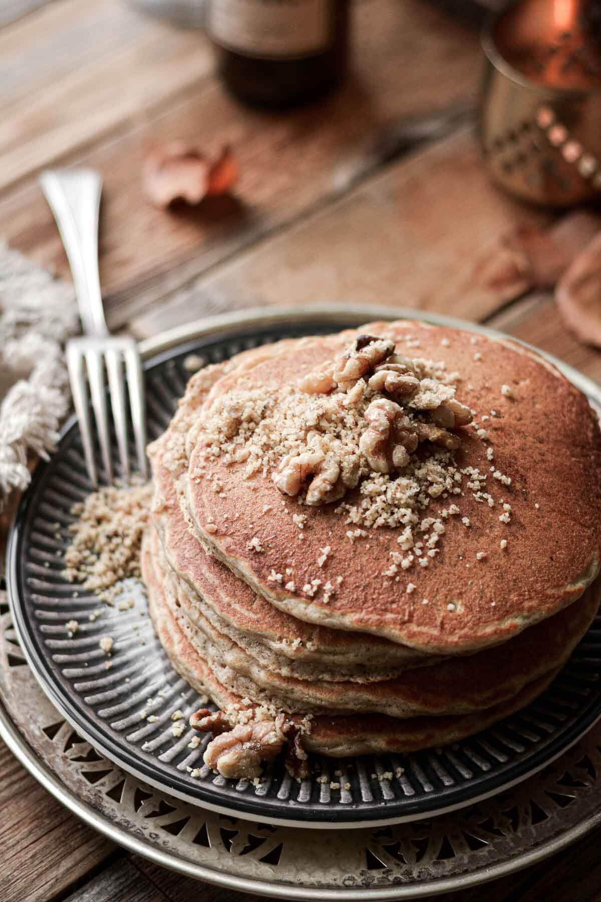 High Altitude Walnut Spice Pancakes - Curly Girl Kitchen