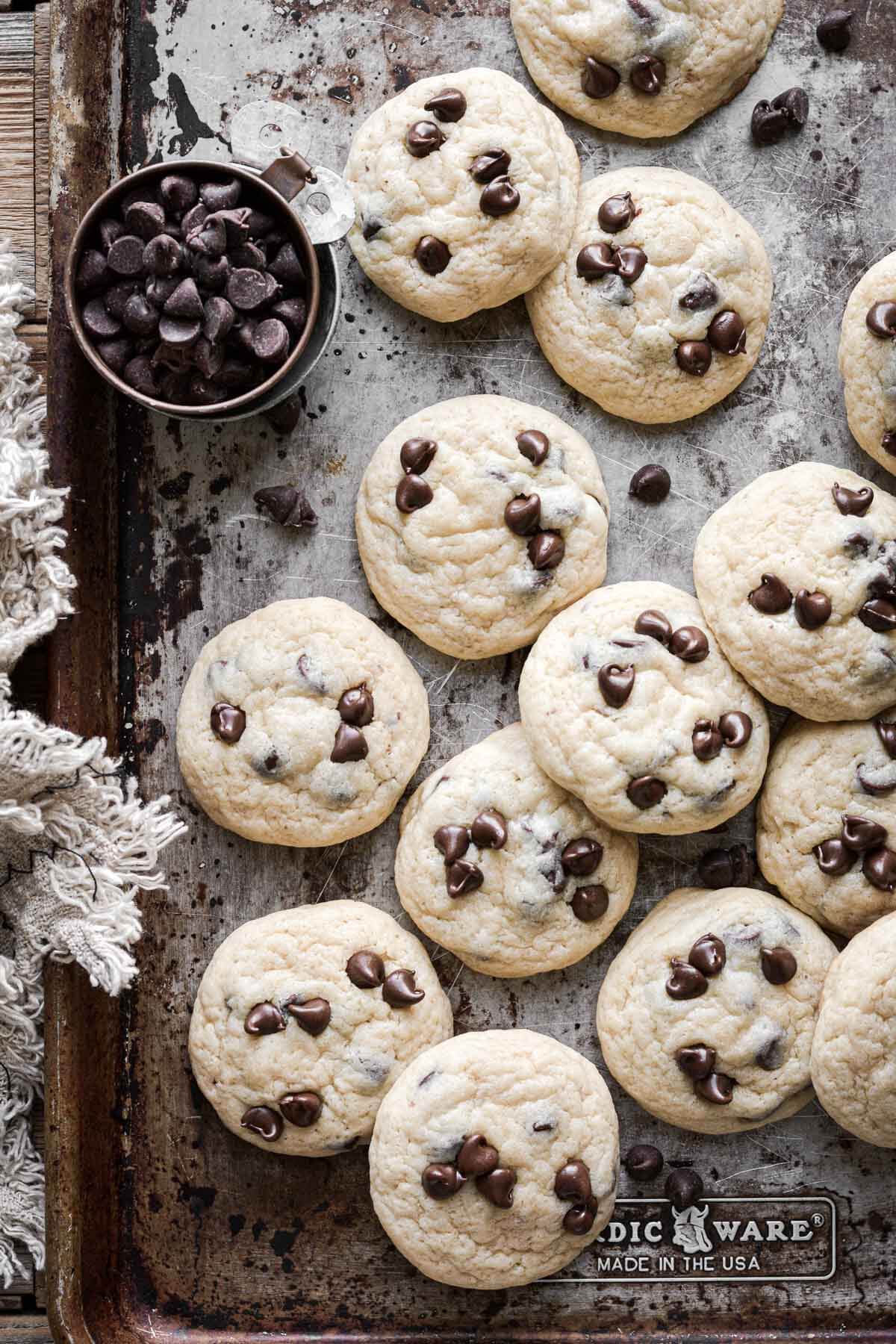 High Altitude Chocolate Chip Cream Cheese Cookies - Curly Girl Kitchen
